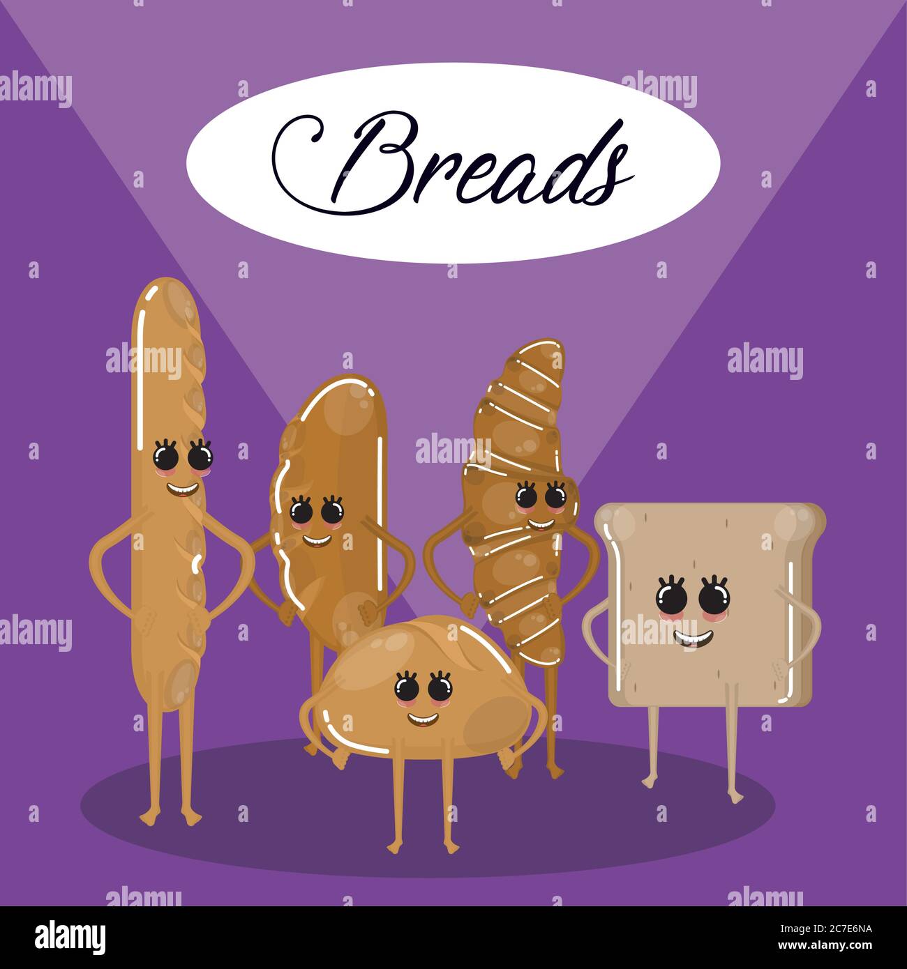 Breads cartoon illustration. Cartoons of a sliced bread, french bread ...