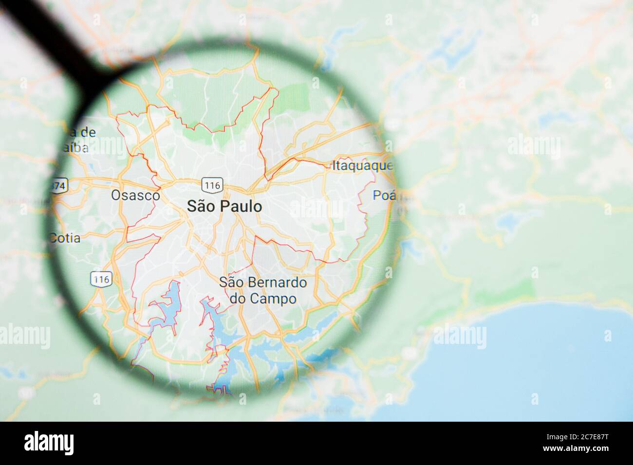 Sao Paulo, Brazil city visualization illustrative concept on display ...