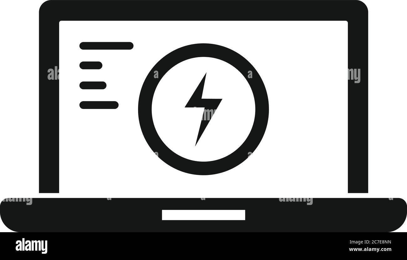 Electric vehicle repair laptop icon. Simple illustration of electric ...
