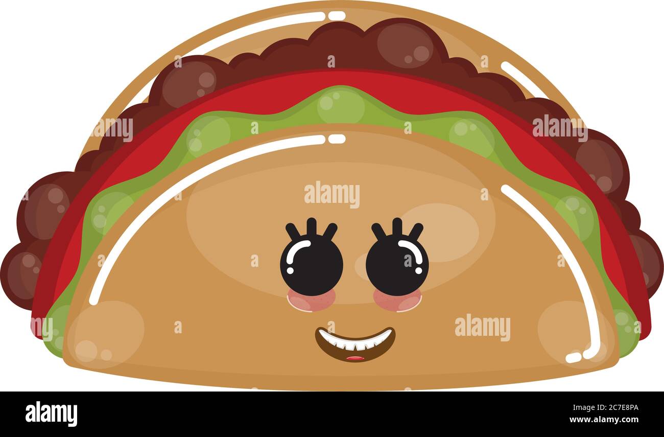 Cartoon icon of a happy taco. Fast food icon - Vector Stock Vector ...