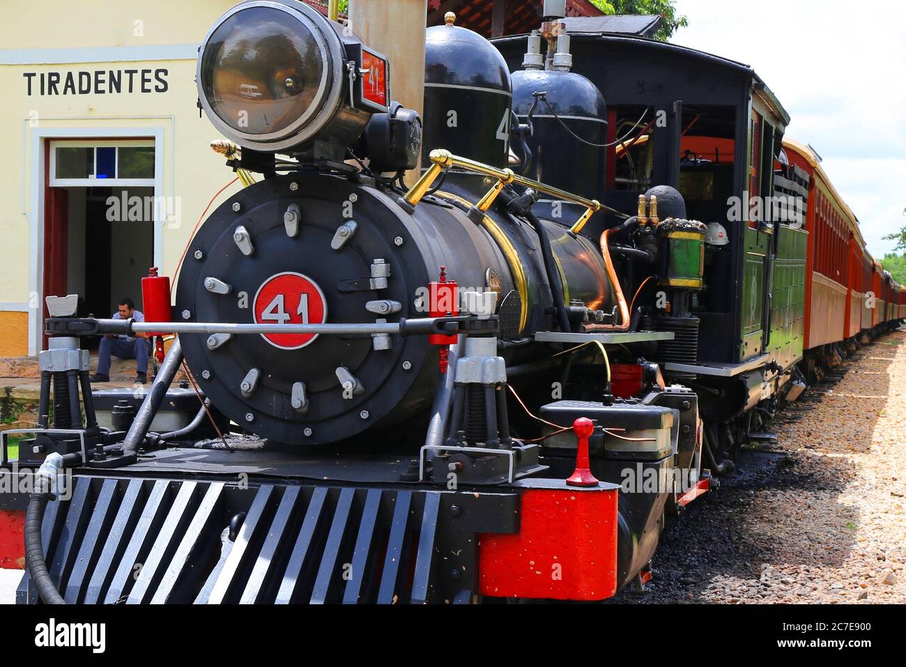 Vintage train in Tiradentes, Brazil Stock Photo - Alamy