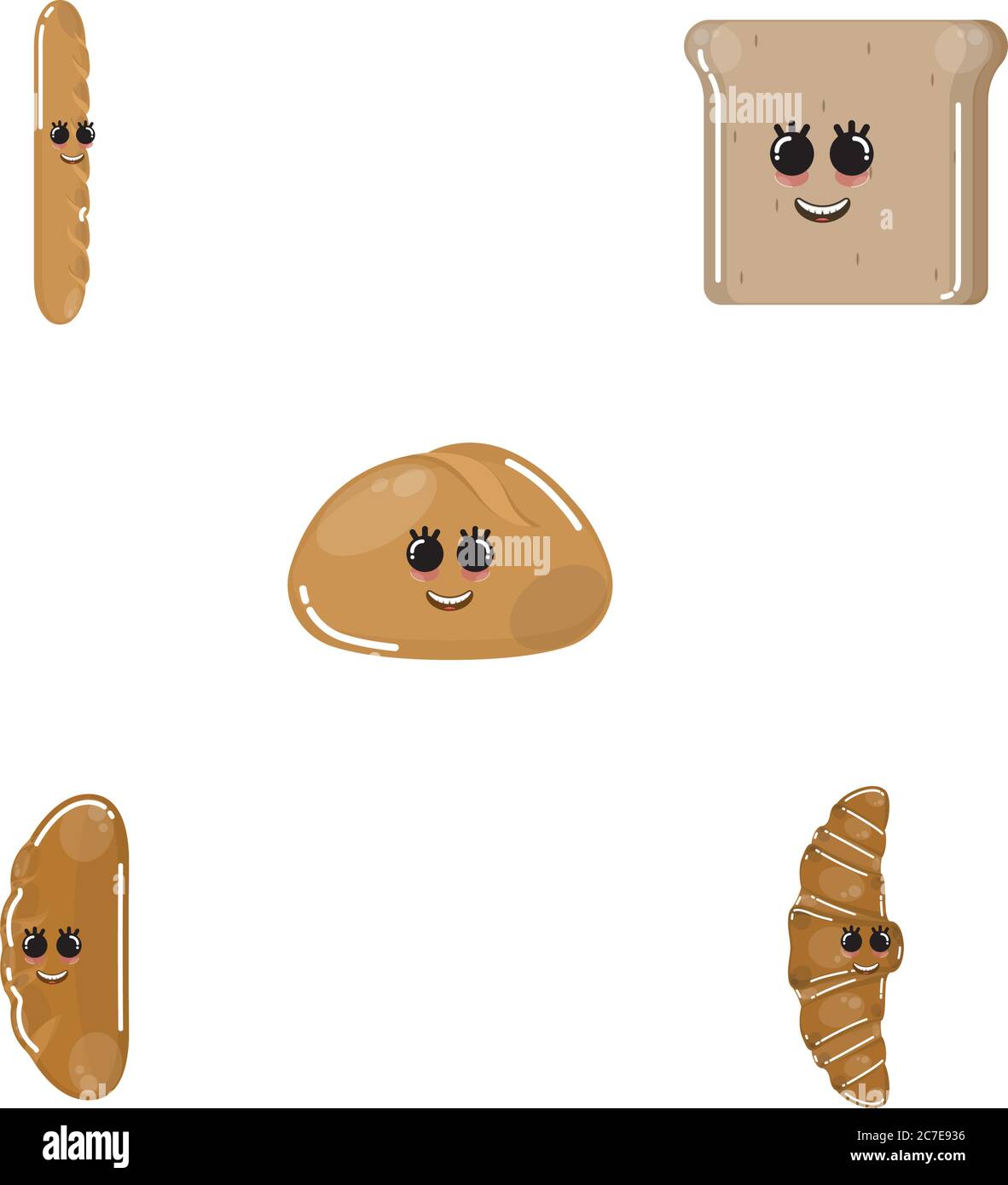 Set of breads cartoon. Cartoons of a sliced bread, french bread, bun ...