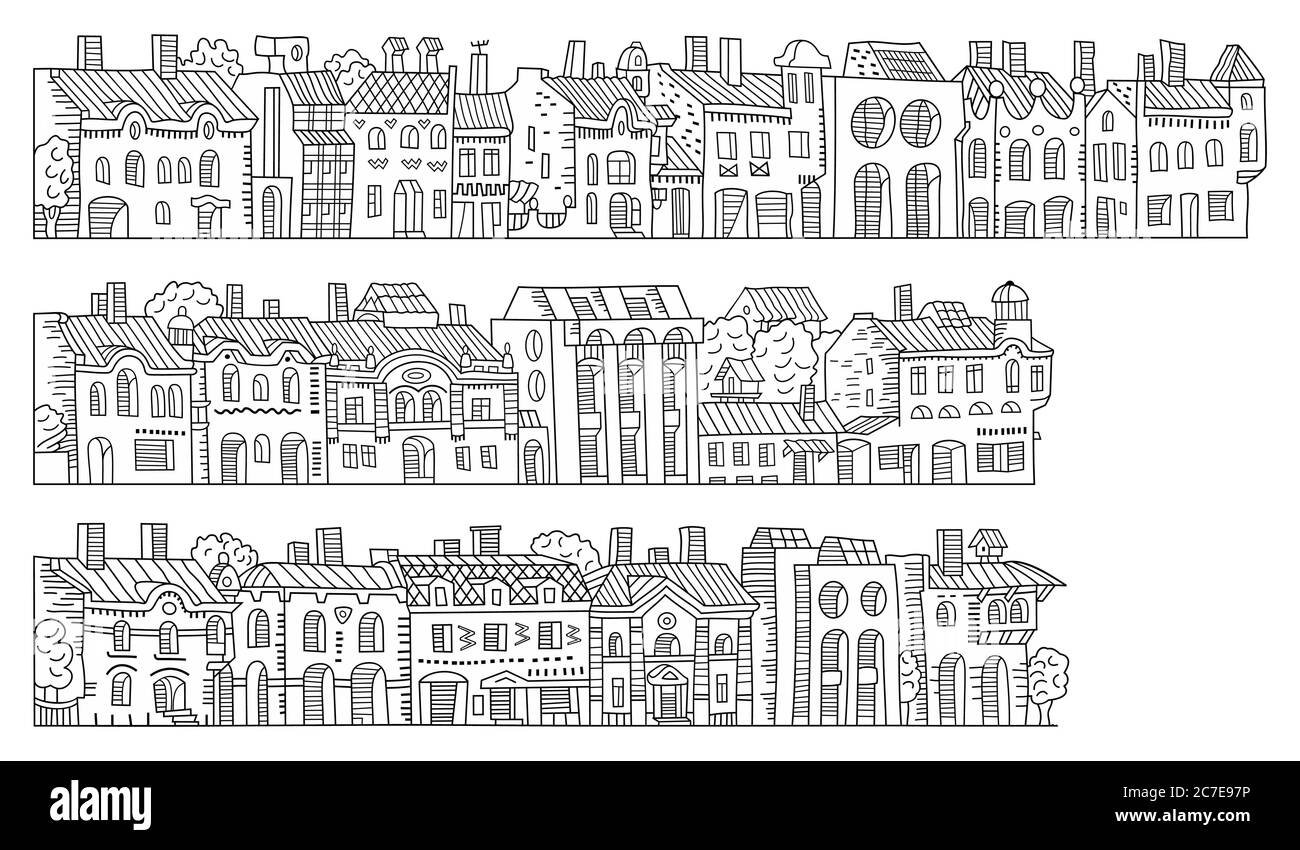 Set cute cartoon houses Cut Out Stock Images & Pictures - Alamy