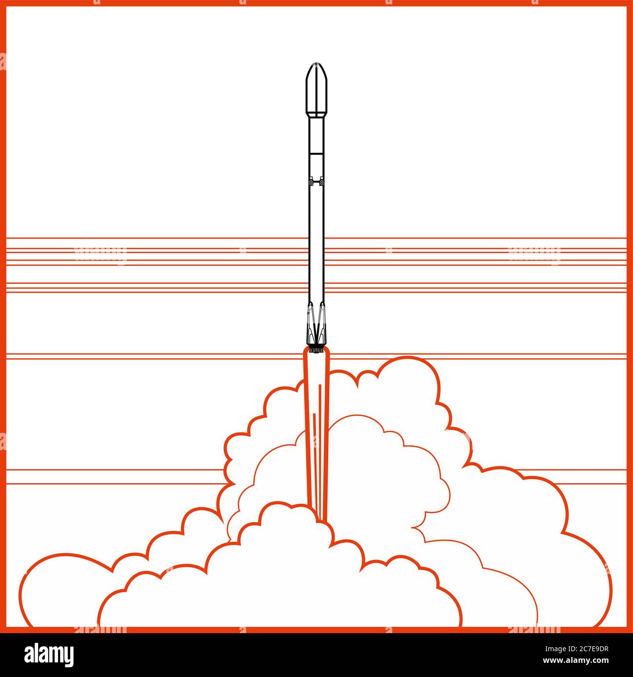 Rocket space craft vector rocket launching. Vector poster spaceship ...