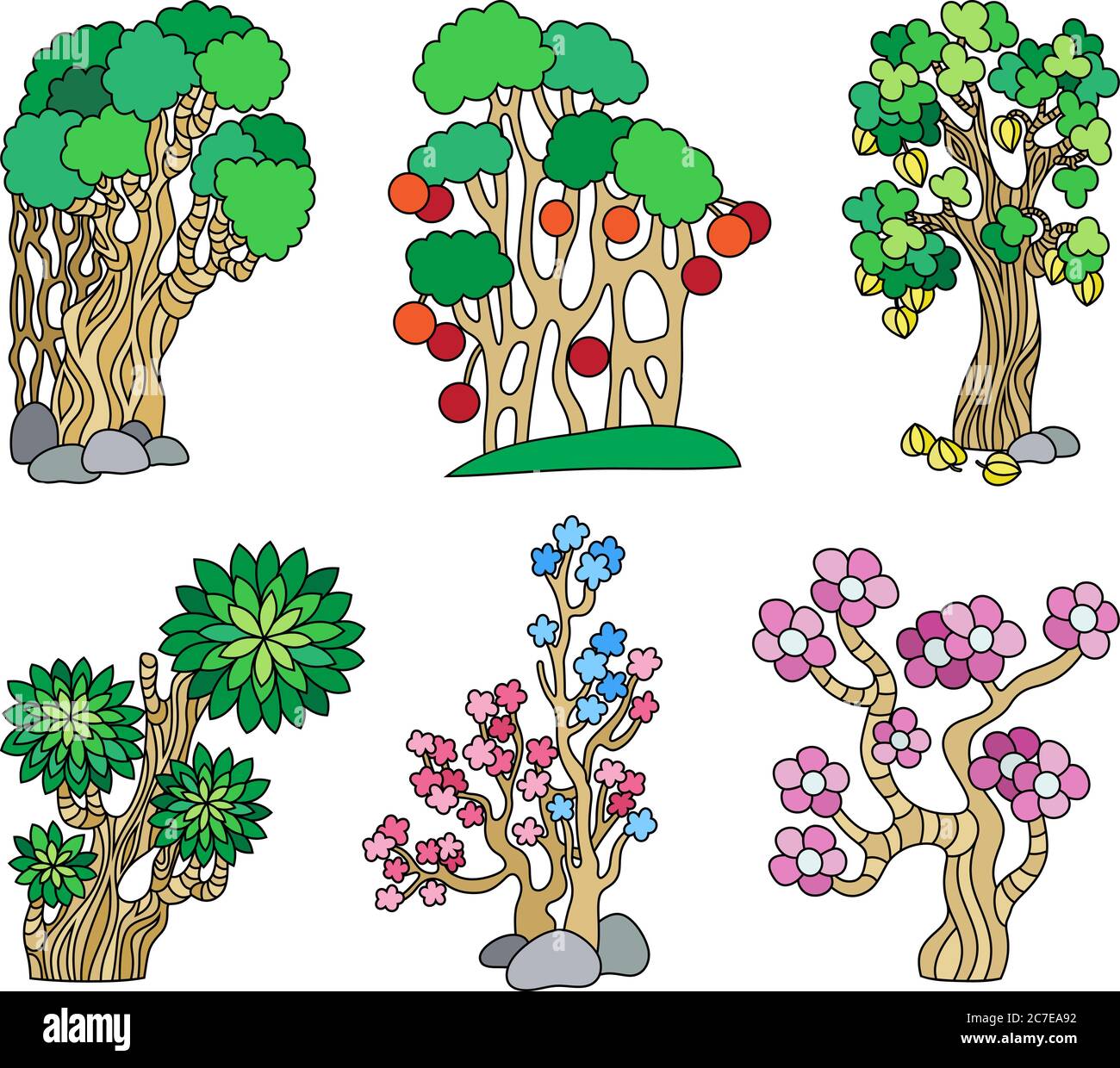 Set of cartoon fantasy vector abstract trees Stock Vector Image & Art ...