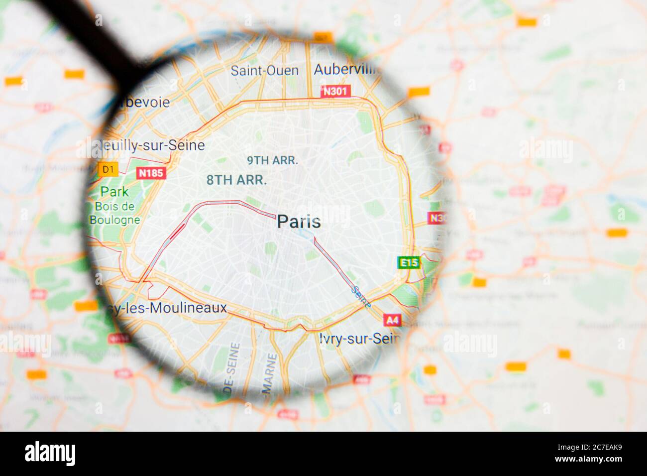 Paris, France city visualization illustrative concept on display screen ...