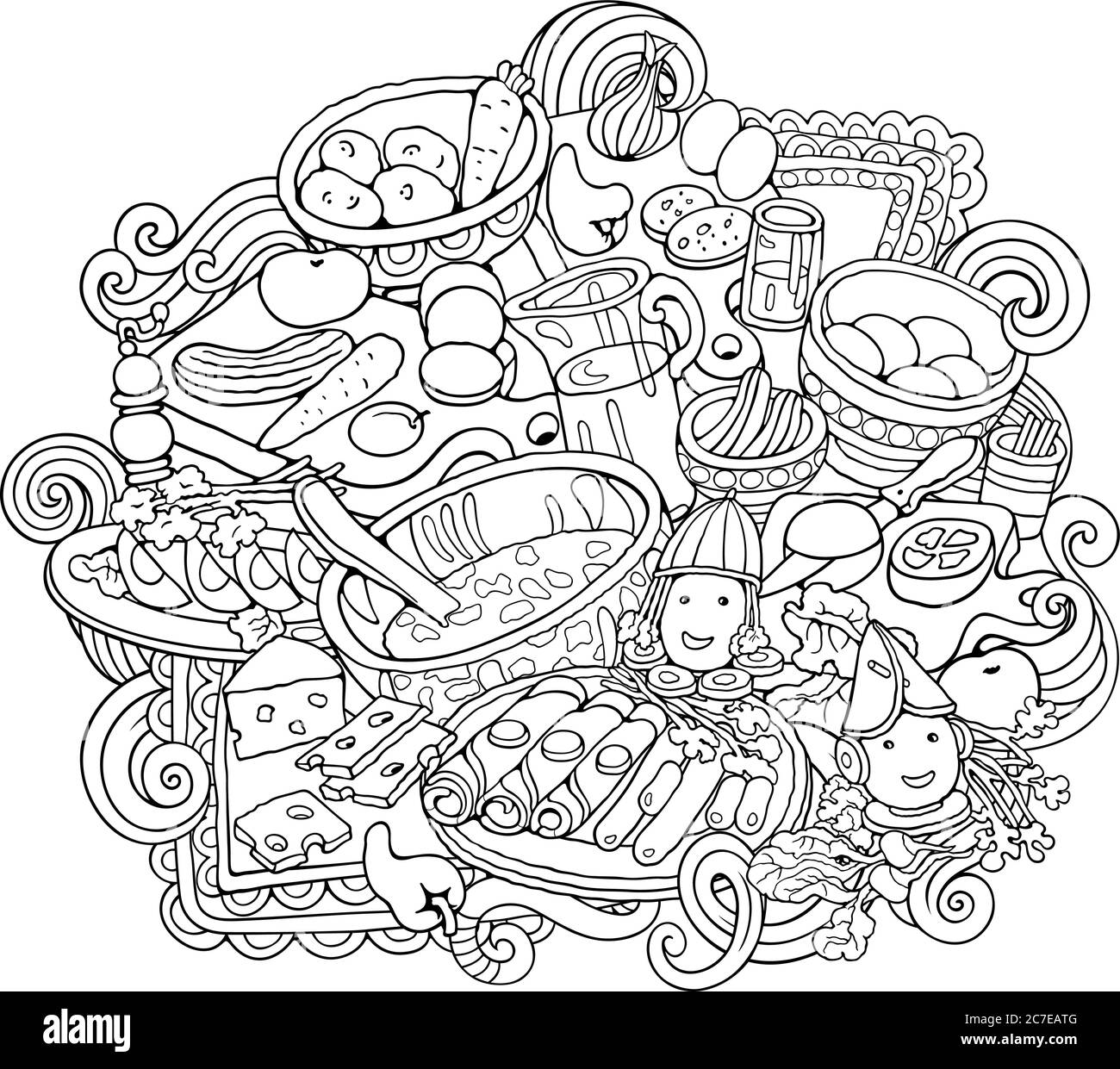 Food hand drawn vector doodles illustration Stock Vector Image & Art ...