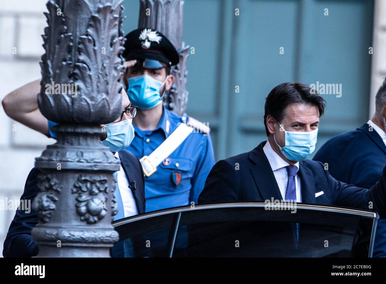 Prime Minister, Giuseppe Conte seen after a senate session Stock Photo ...