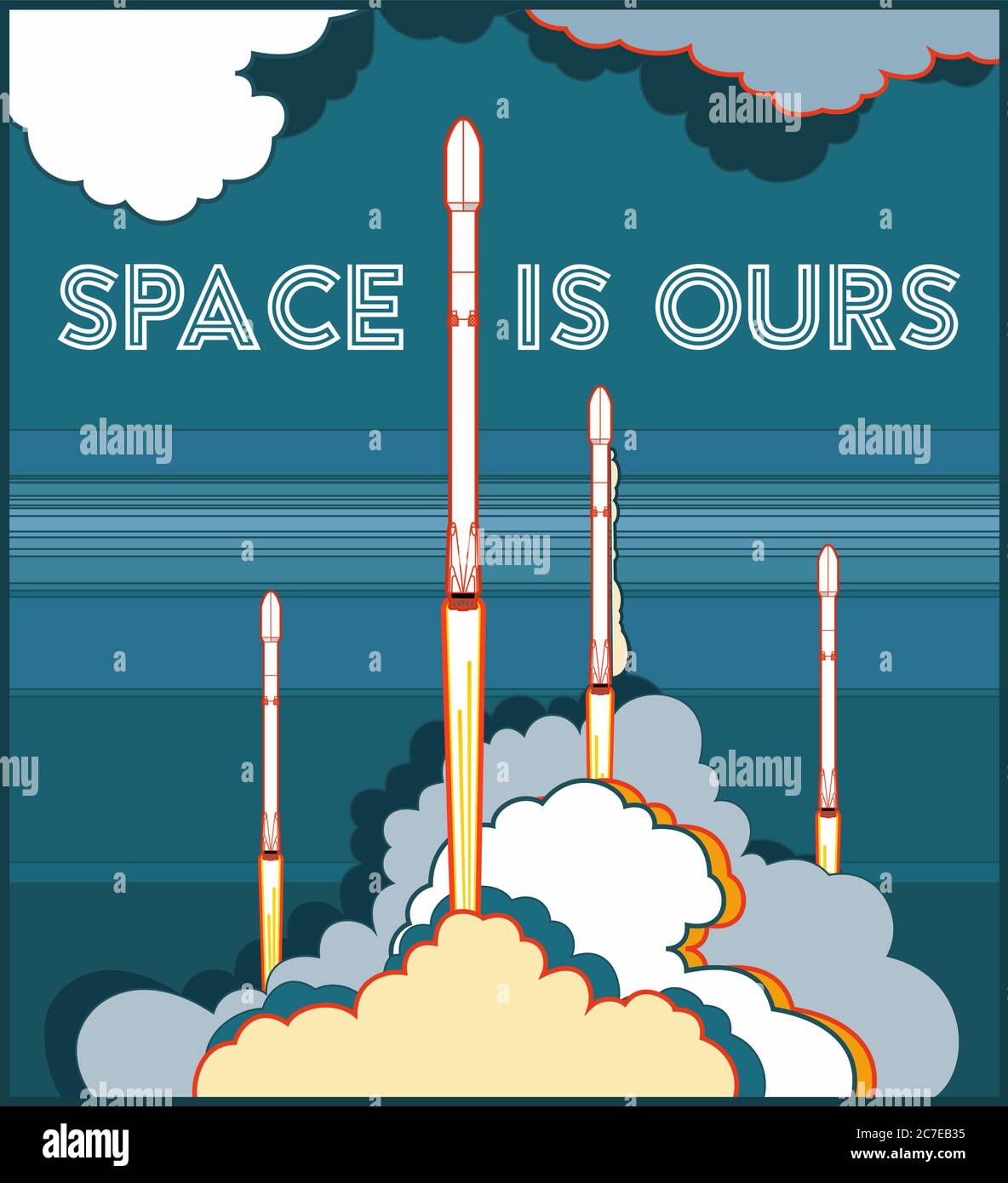 Spase is ours poster. Rockets space crafts vector rocket launching ...