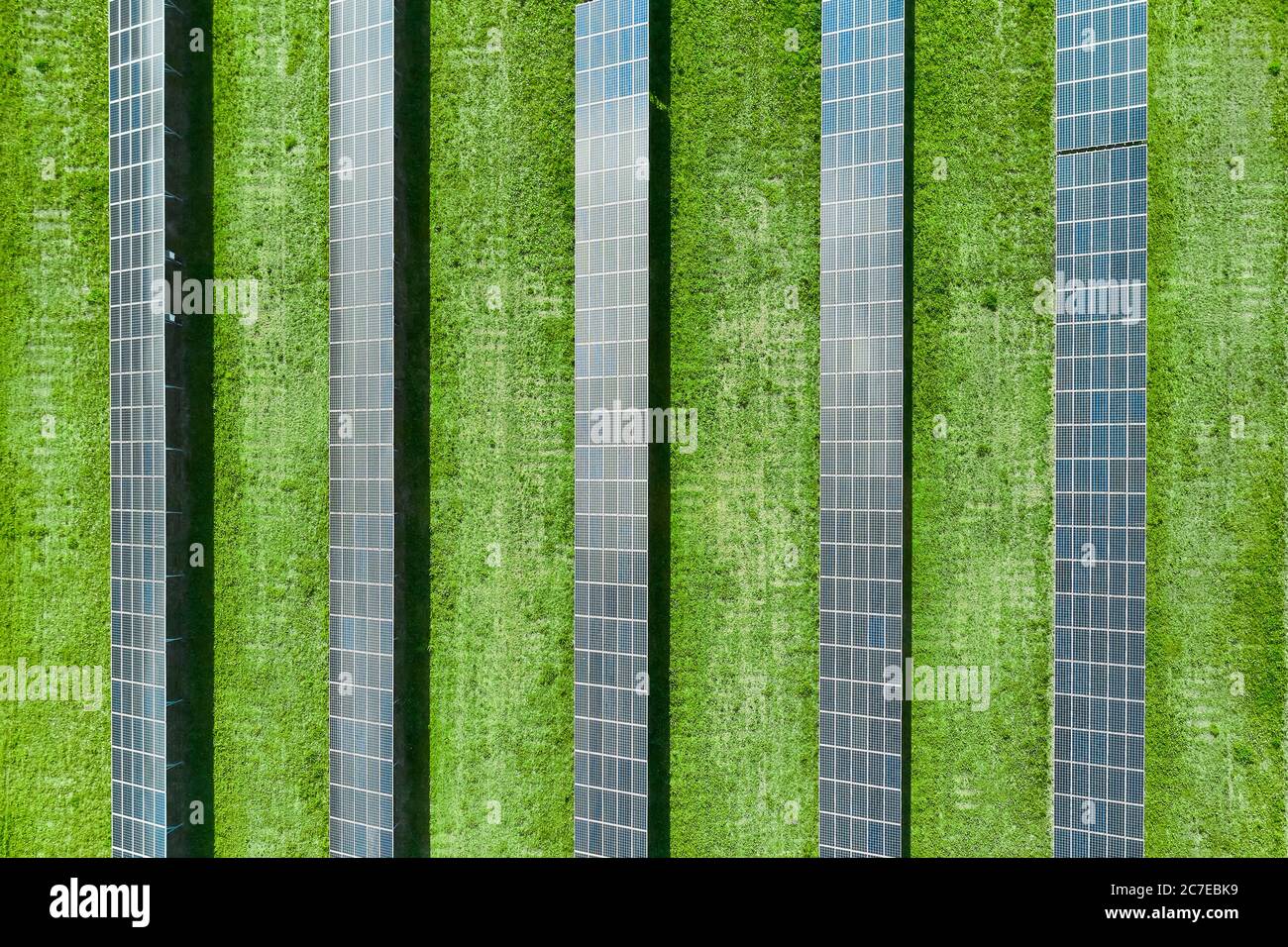 Top view of solar power station for production of electricity. Vertical ...