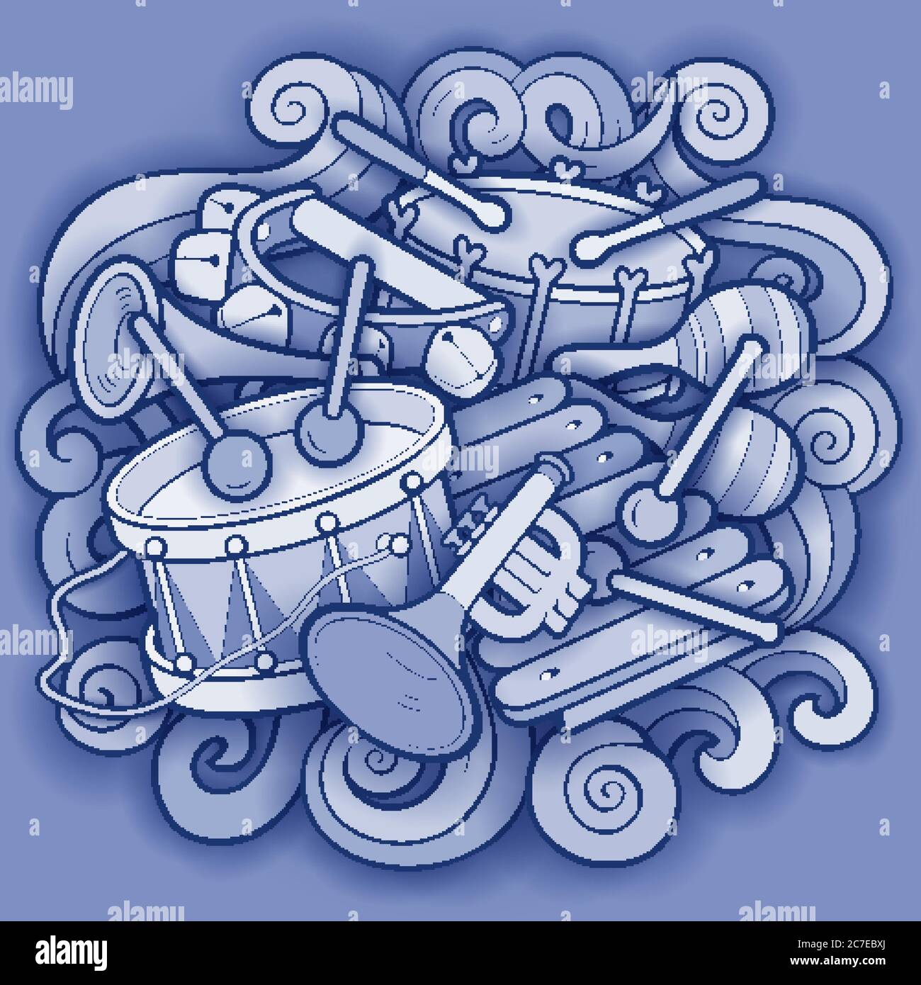 Cartoon kids cute doodles musical instruments Stock Vector Image & Art ...