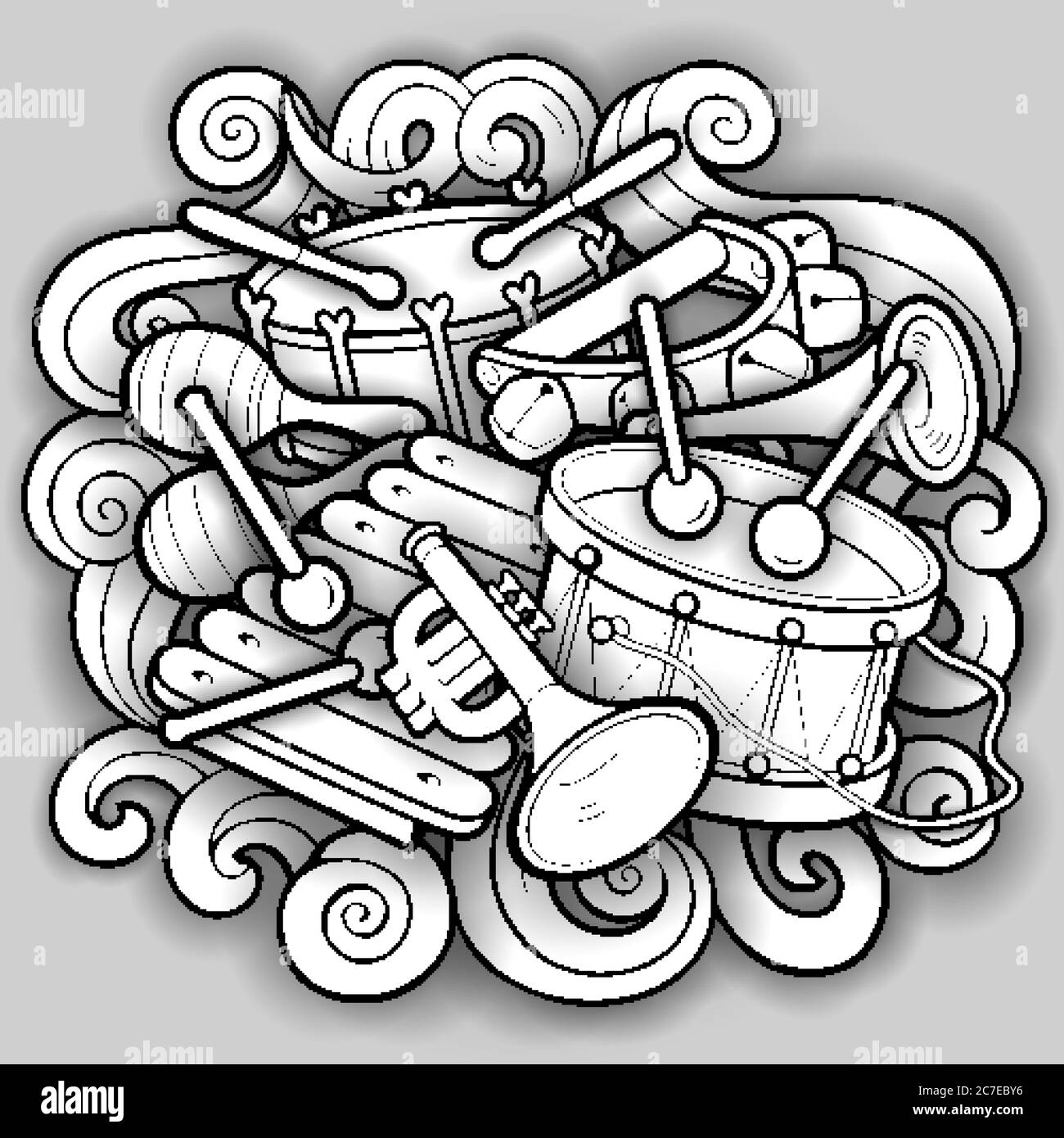 Cartoon kids cute doodles musical instruments Stock Vector Image & Art ...