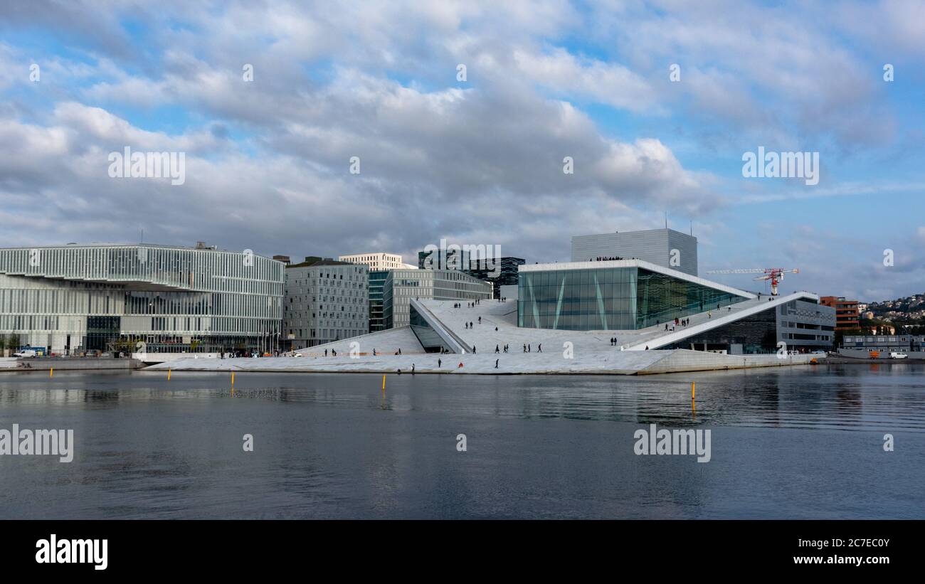Oslo Opera House in Norway, cityscape view. Modern architecture ...