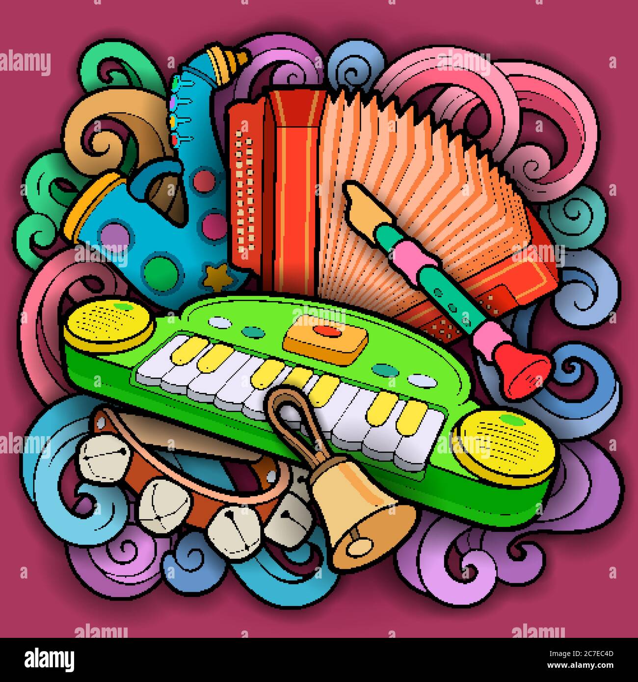 Cartoon doodles hand drawn kids toys illustration Stock Vector Image ...