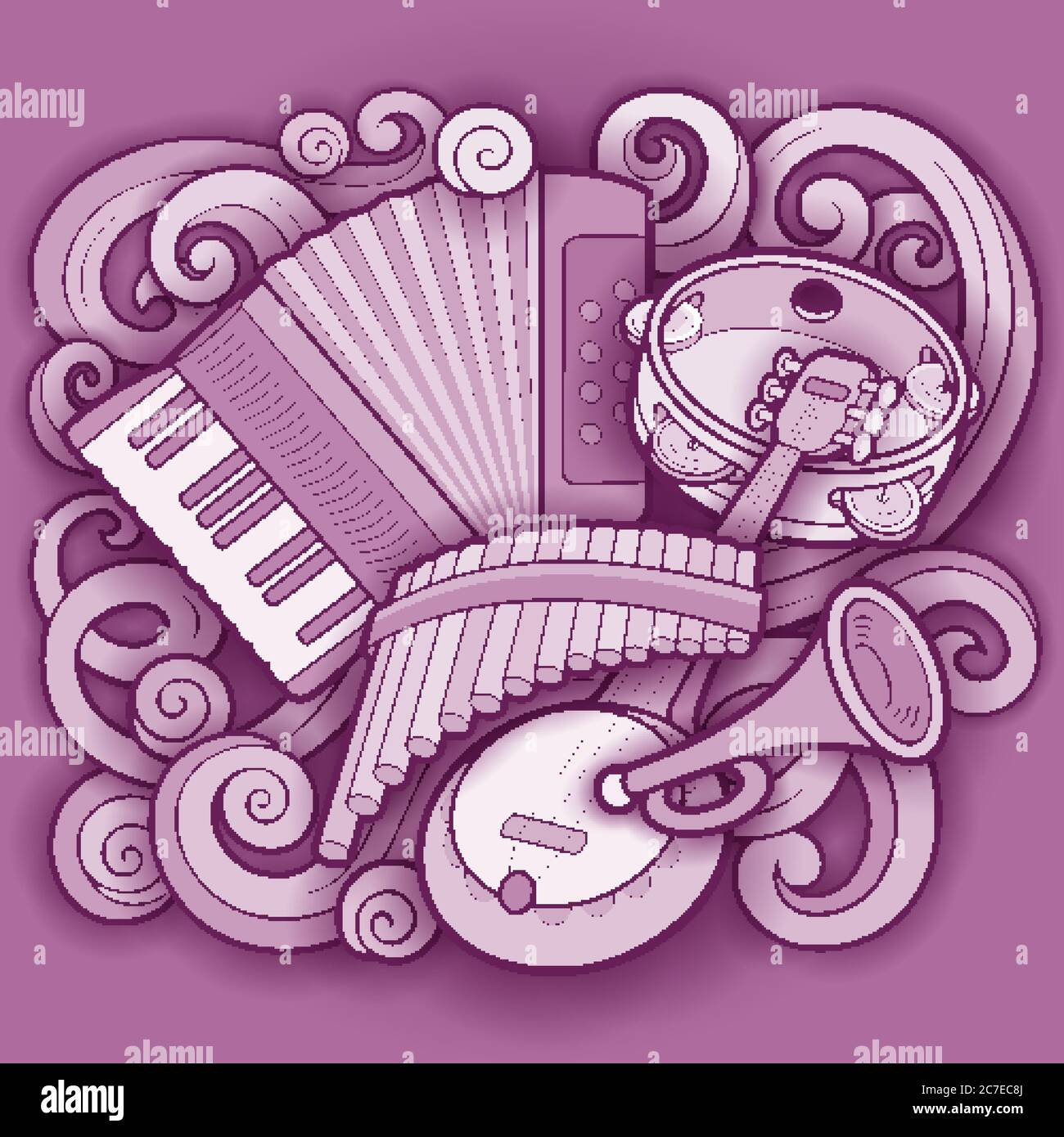 Cartoon kids cute doodles musical instruments Stock Vector Image & Art ...