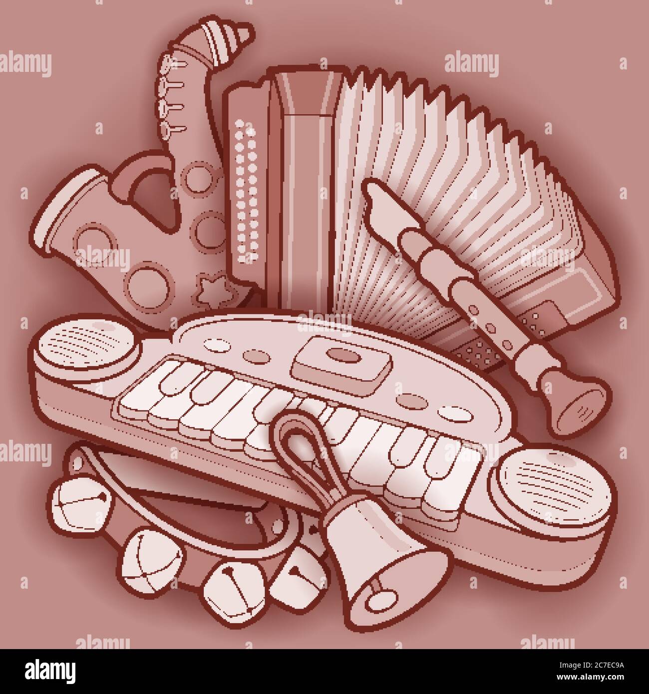 Cartoon kids cute doodles musical instruments Stock Vector Image & Art ...