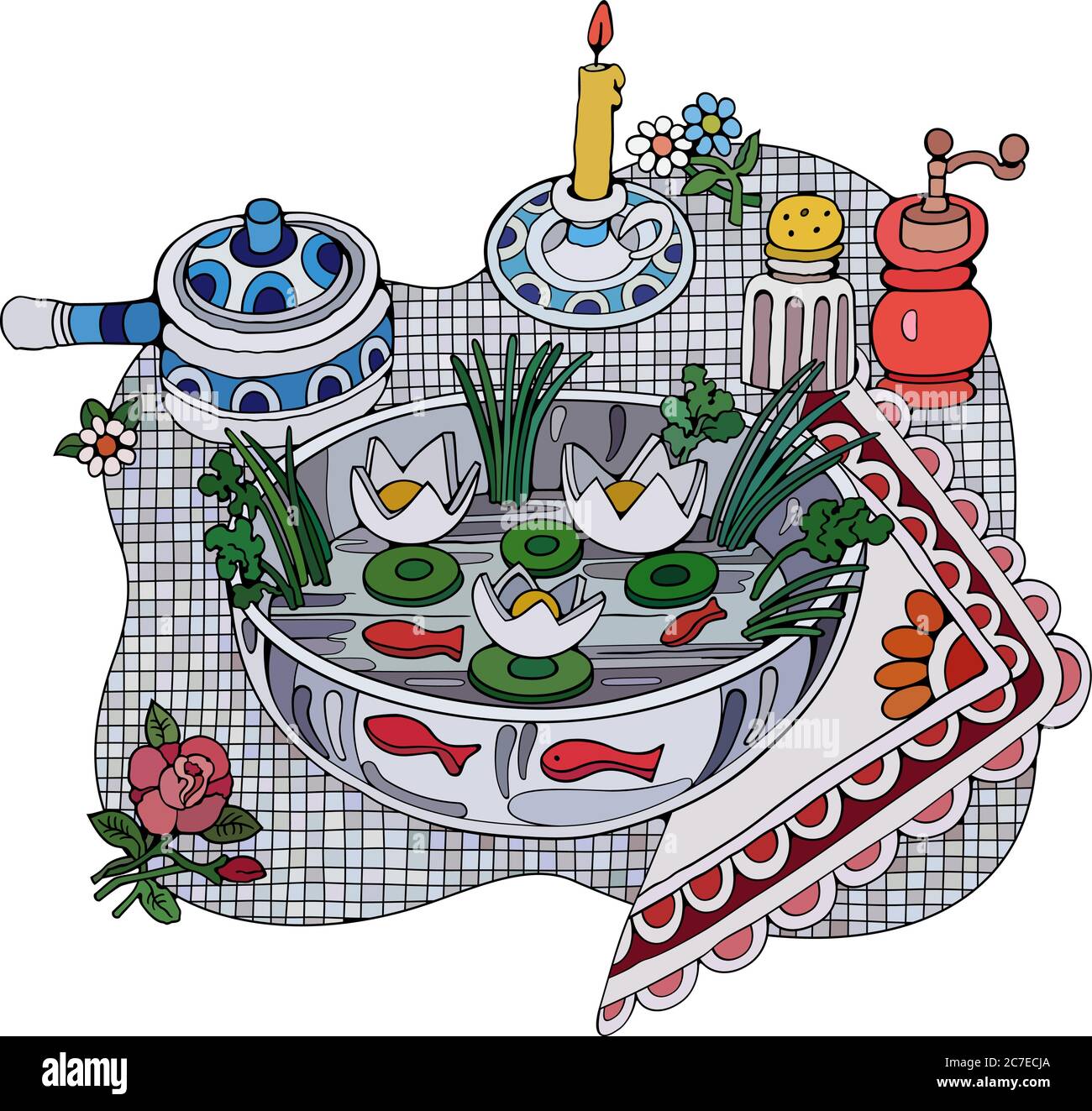 Home Cooking Still life vector illustration Stock Vector Image & Art ...