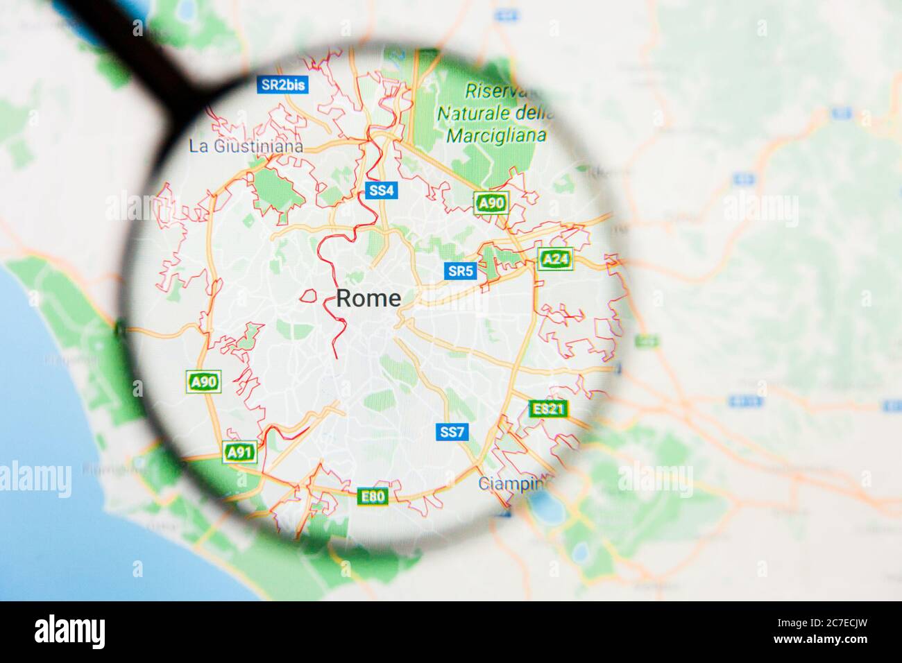 Rome, Italy city visualization illustrative concept on display screen ...