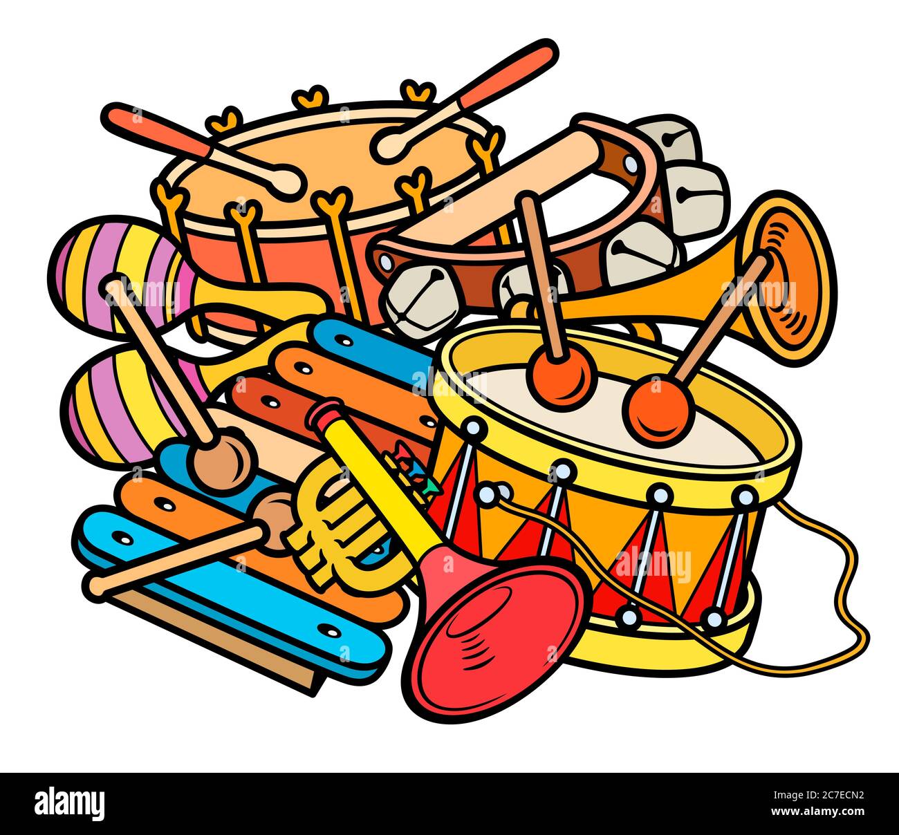Cartoon doodles hand drawn kids toys illustration Stock Vector Image ...