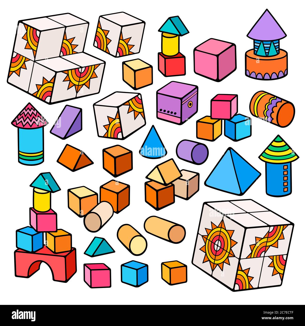 Cartoon doodles hand drawn kids toys objects set Stock Vector Image ...