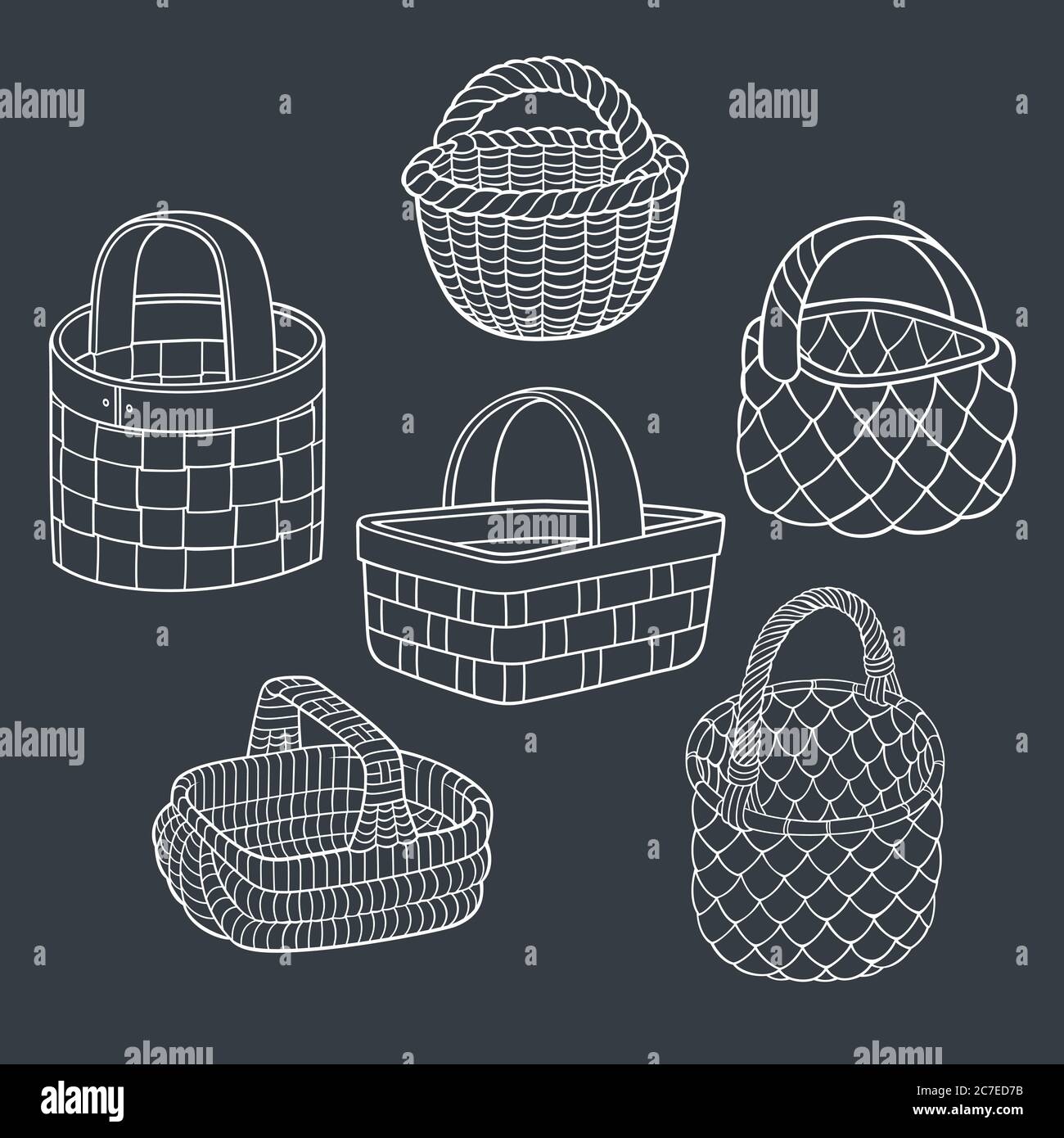 Set of cartoon vector hand drawn baskets Stock Vector Image & Art - Alamy