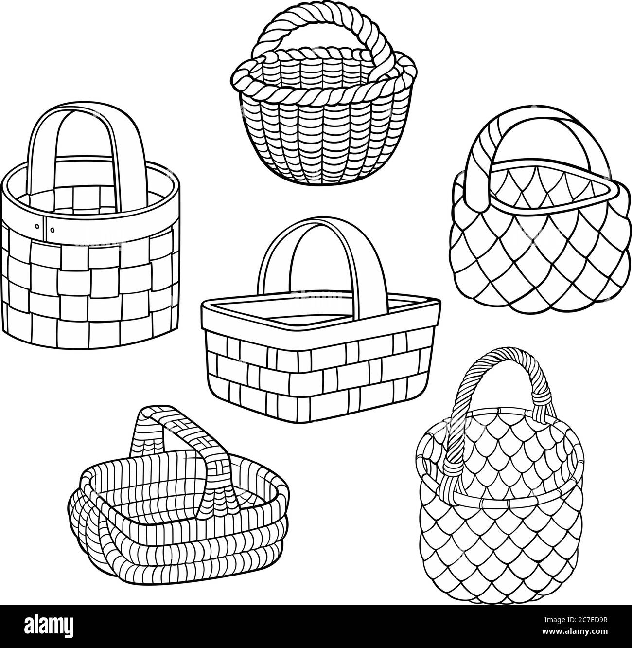 Set of cartoon vector hand drawn baskets Stock Vector Image & Art - Alamy