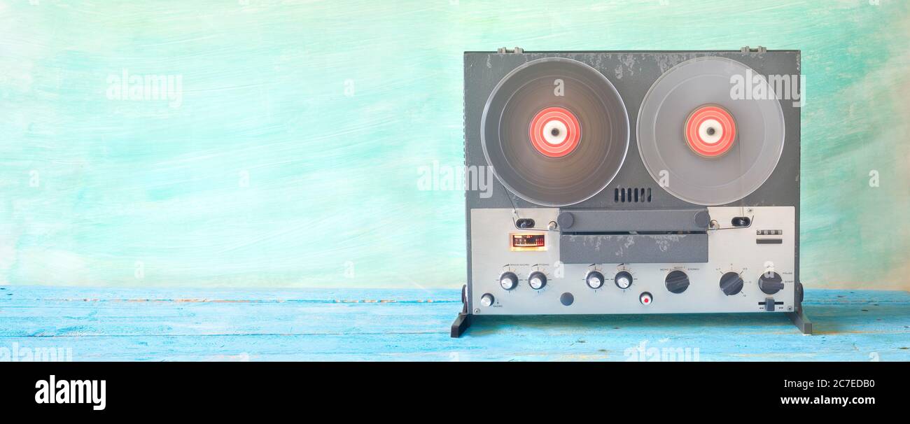 Vintage analog open reel to reel tape recorder dated from the sixties ...