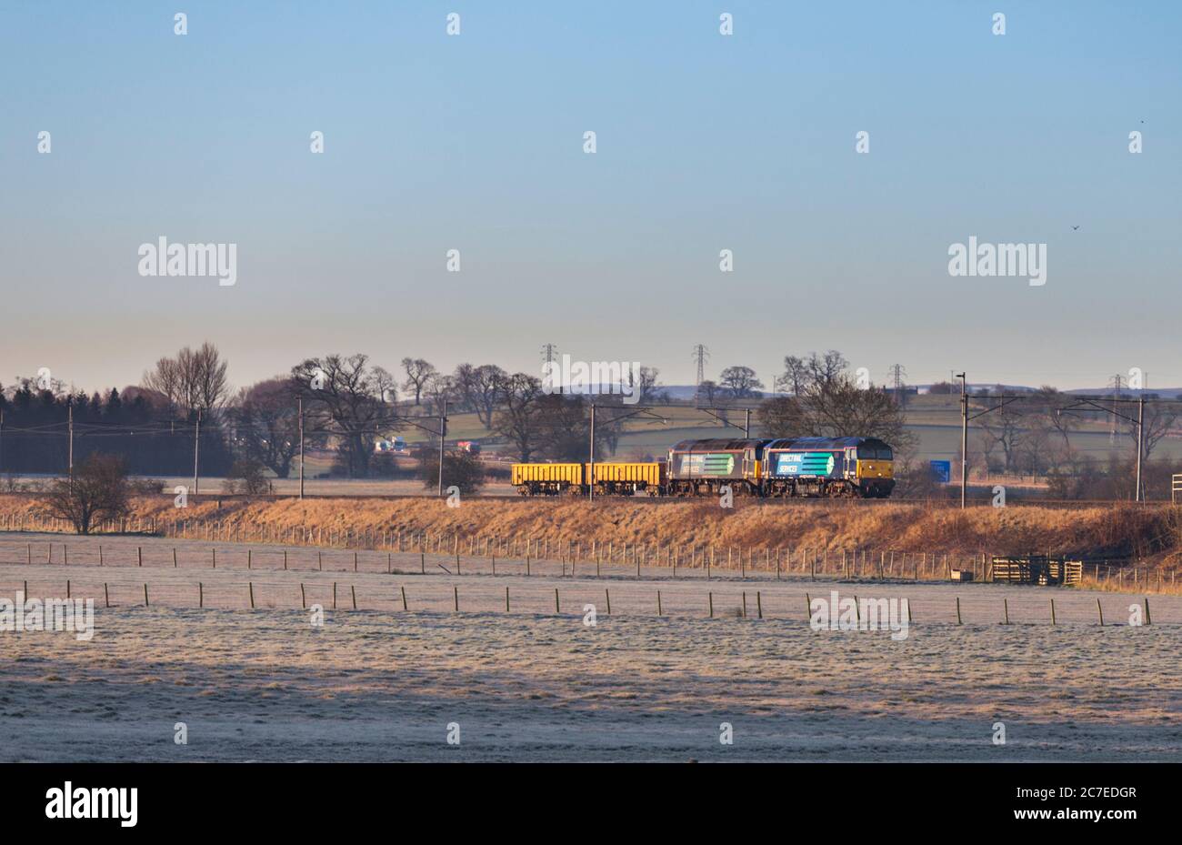 Direct rail Services class 57 locomotives 57003 + 57007 hauling a short ...
