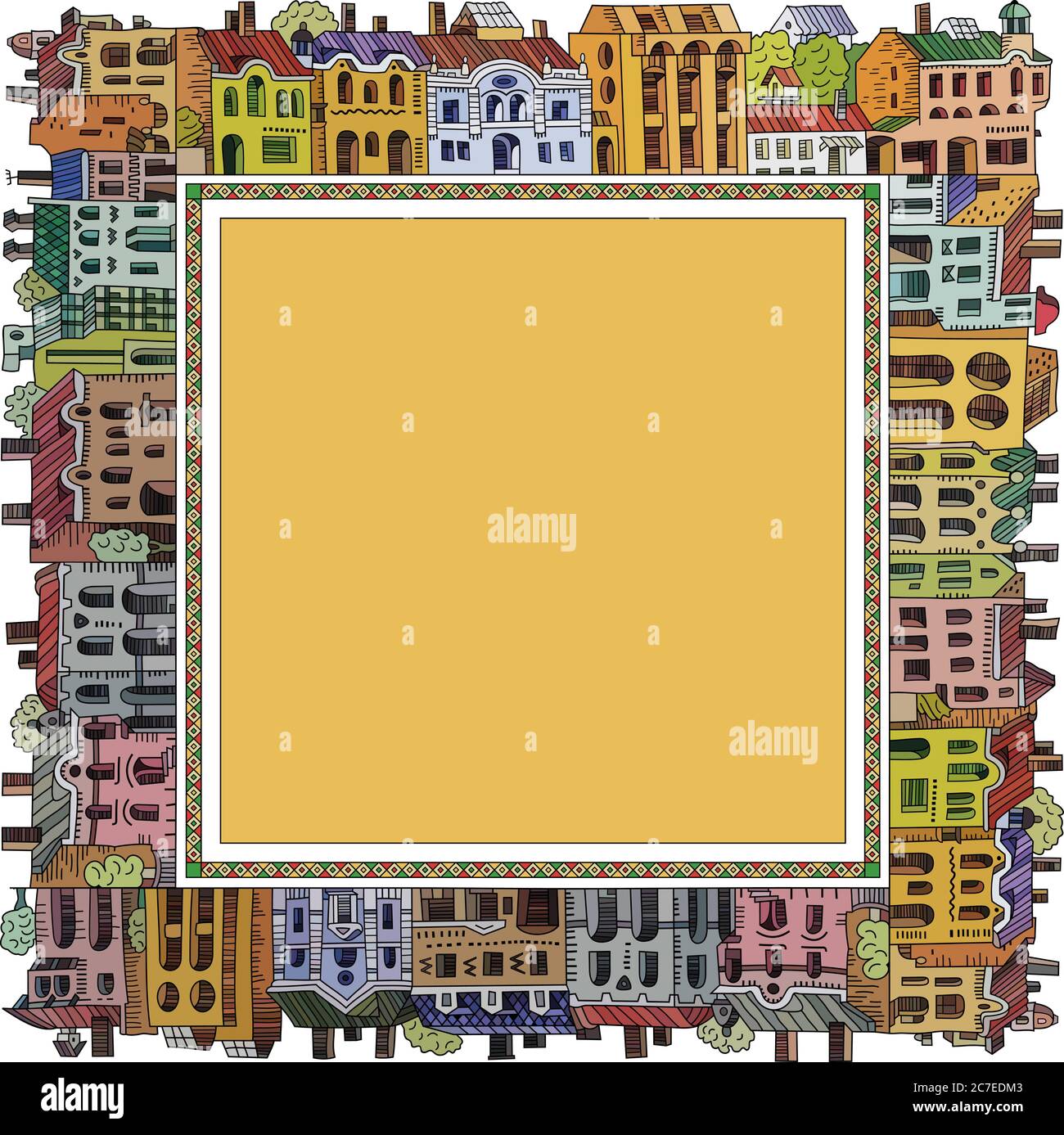 Vector hand drawn cartoon houses frame Stock Vector Image & Art - Alamy