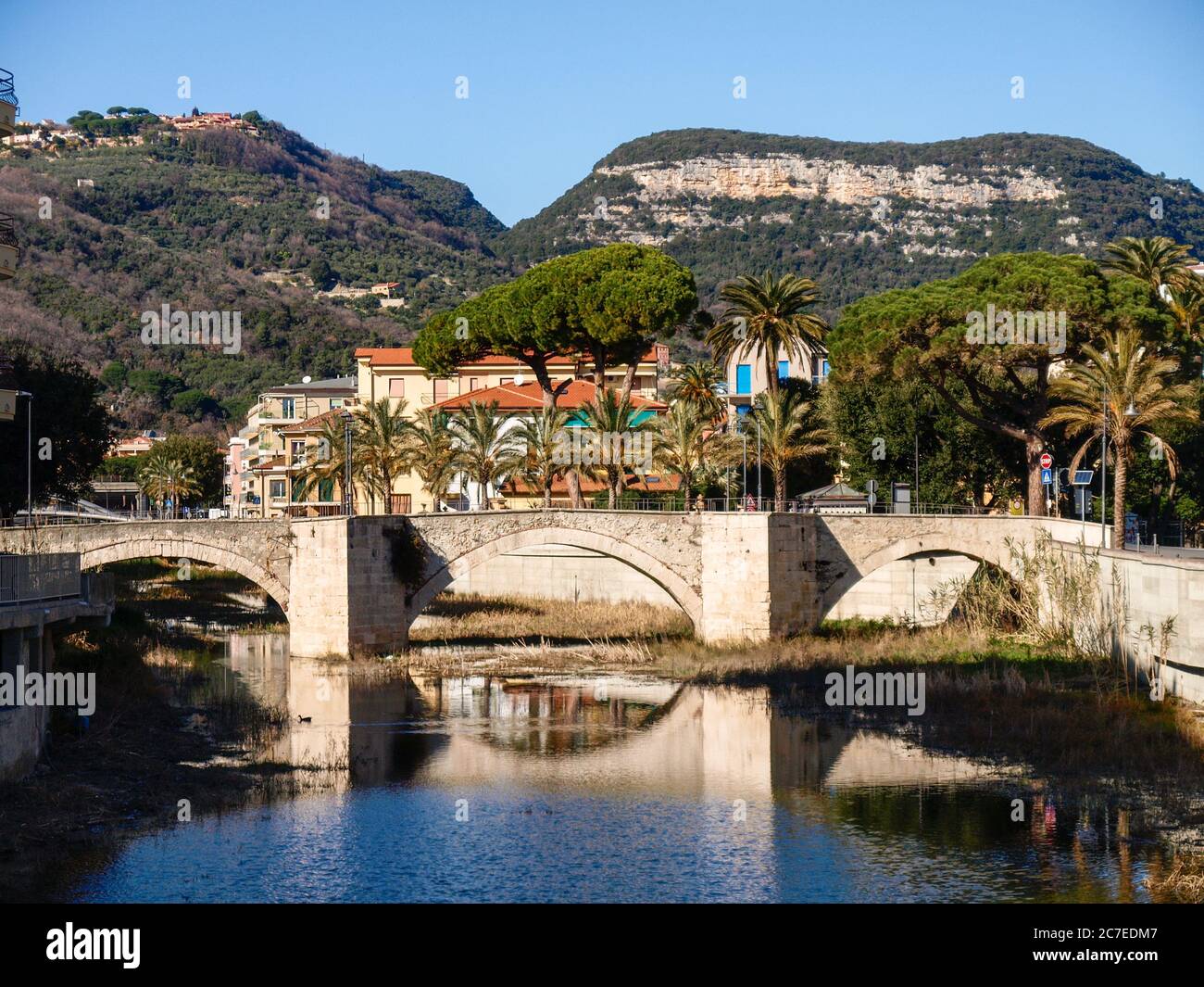 Noli, Italy - February 13, 2018: Historic town on the Riviera di ...