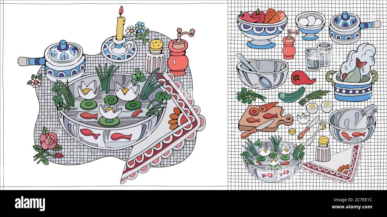 Home Cooking Still life vector illustration Stock Vector Image & Art ...