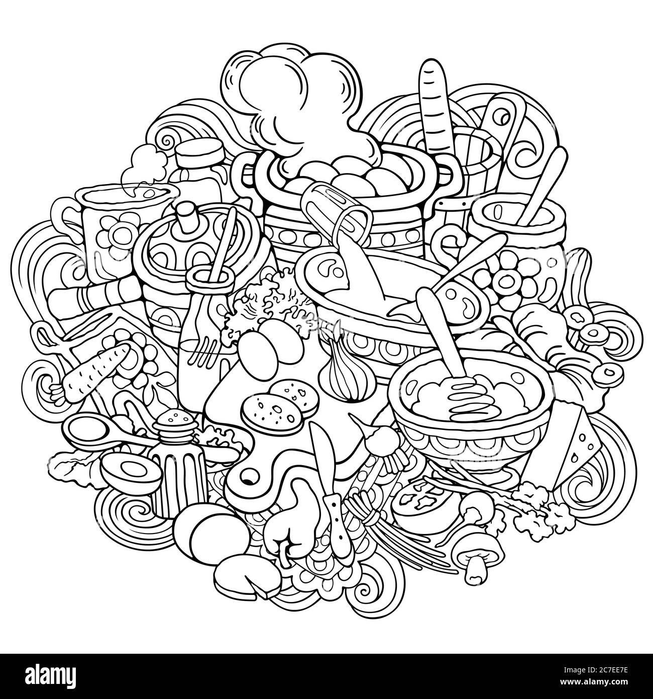 Food doodles with chef Stock Vector Images - Alamy