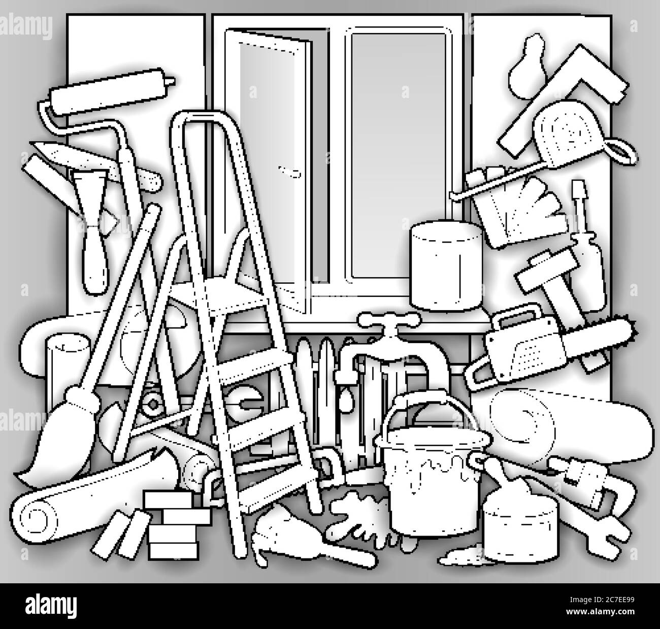 Cartoon doodle hand drawn home repair illustration Stock Vector Image ...