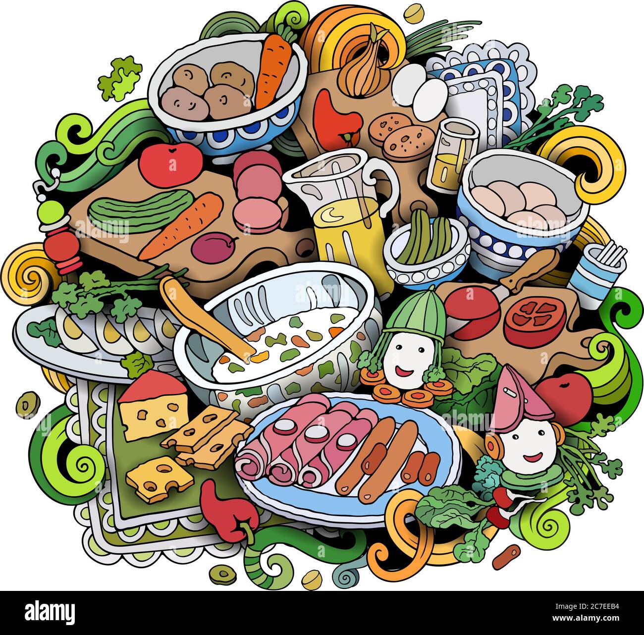 Food hand drawn vector doodles illustration Stock Vector Image & Art ...