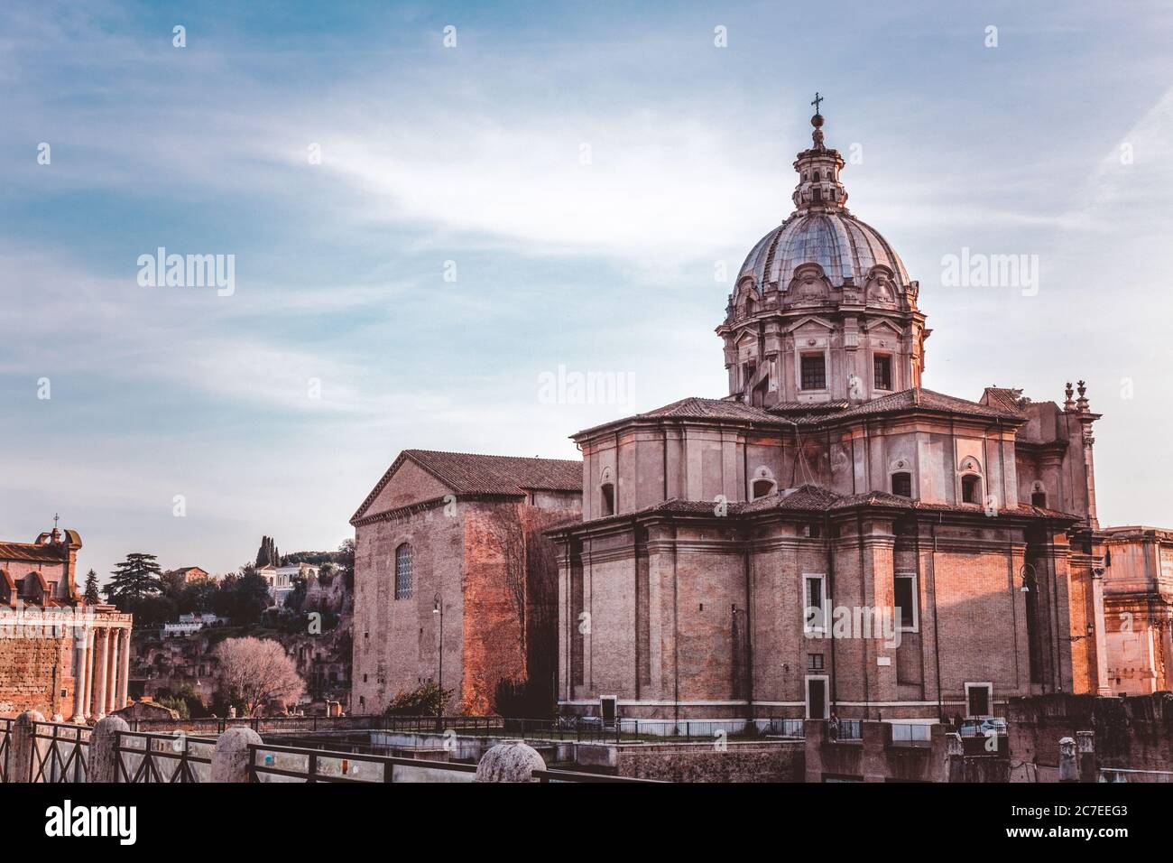 Horizontal shot of the Roman Forum building in Rome, Italy under the ...
