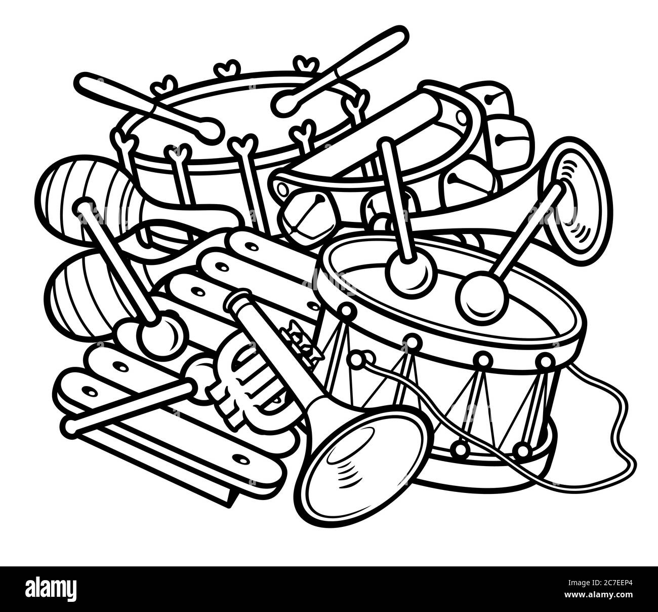 Cartoon kids cute doodles musical instruments Stock Vector Image & Art ...
