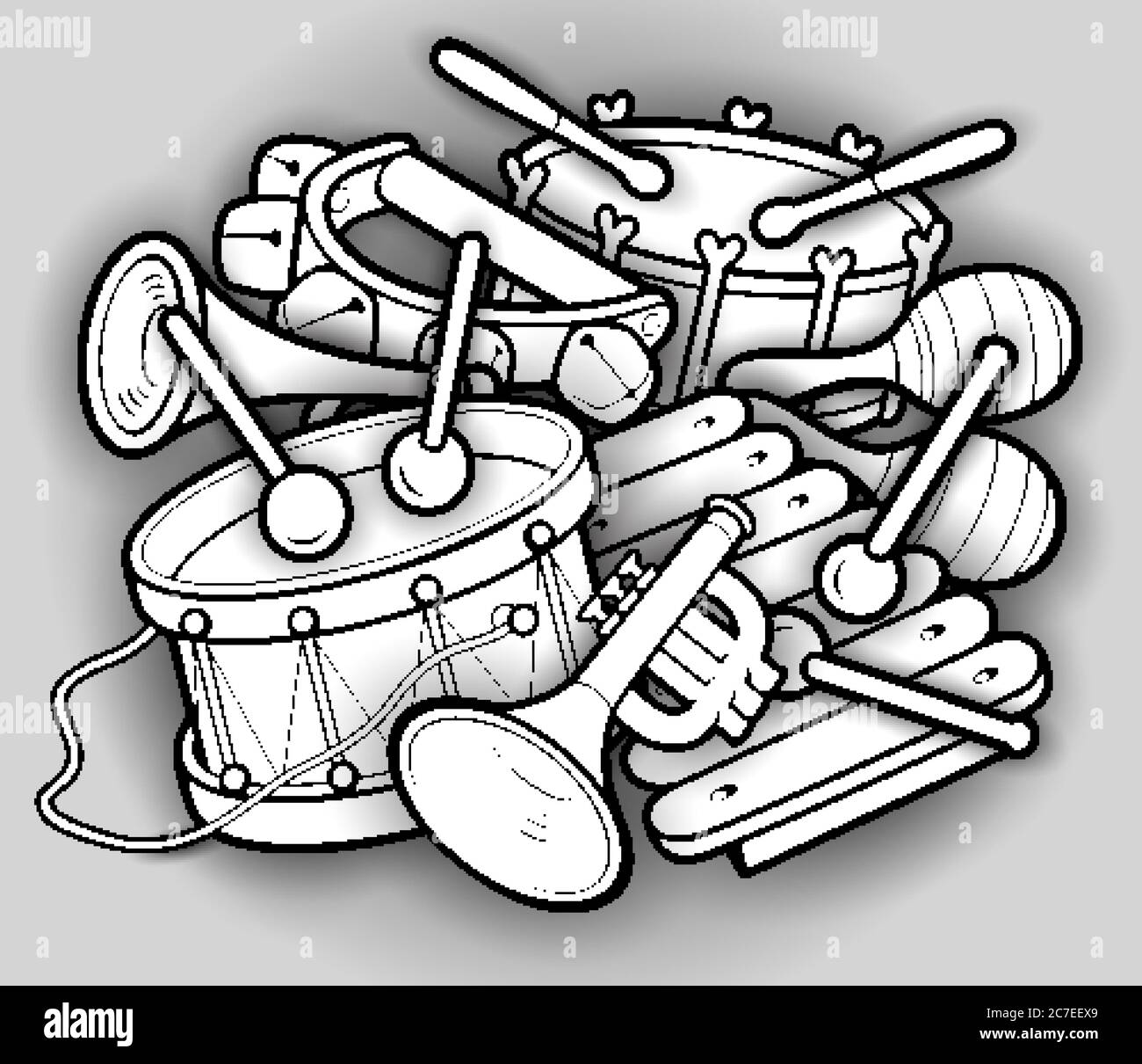 Cartoon kids cute doodles musical instruments Stock Vector Image & Art ...