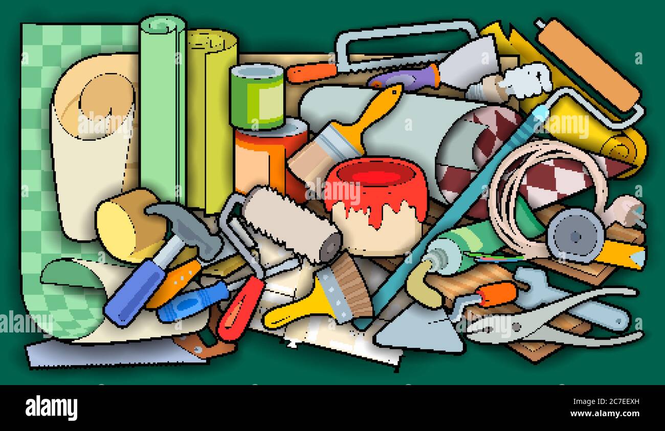 Cartoon doodle hand drawn home repair illustration Stock Vector Image ...