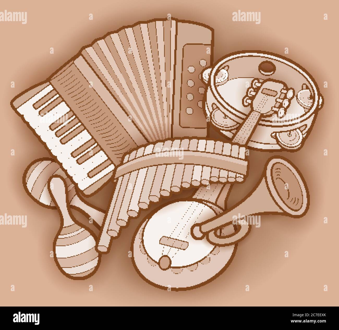 Cartoon kids cute doodles musical instruments Stock Vector Image & Art ...