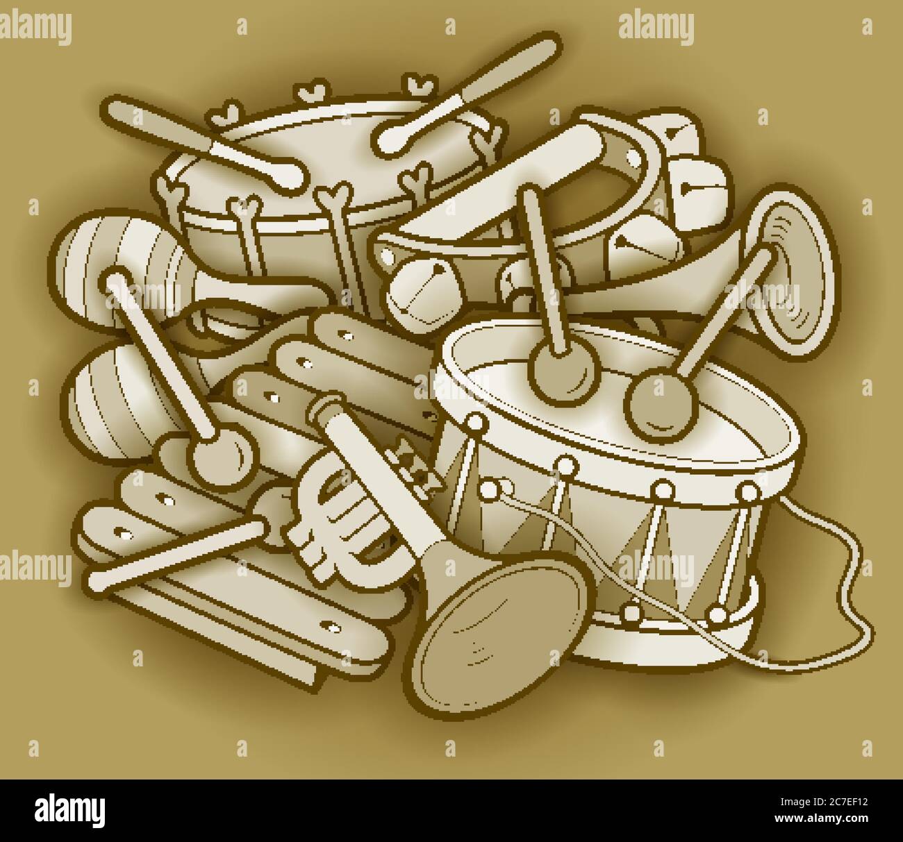 Cartoon kids cute doodles musical instruments Stock Vector Image & Art ...