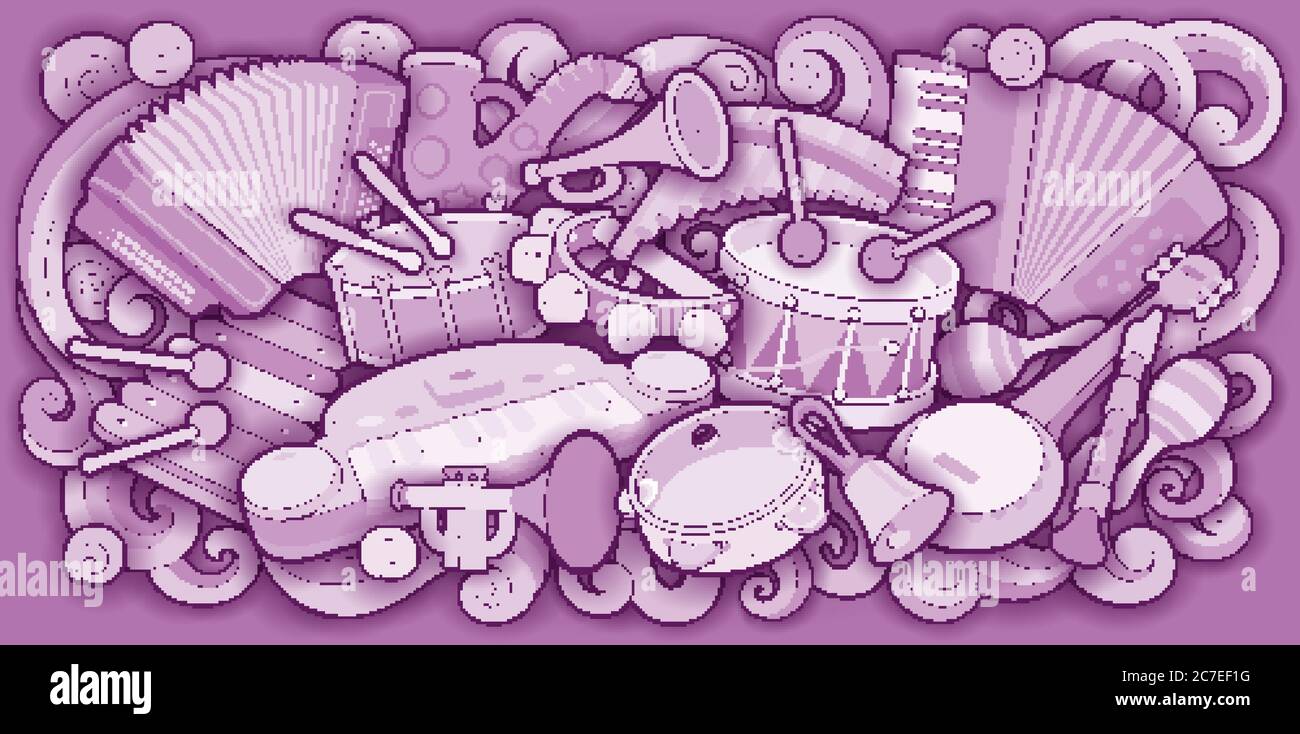 Cartoon kids cute doodles musical instruments Stock Vector Image & Art ...