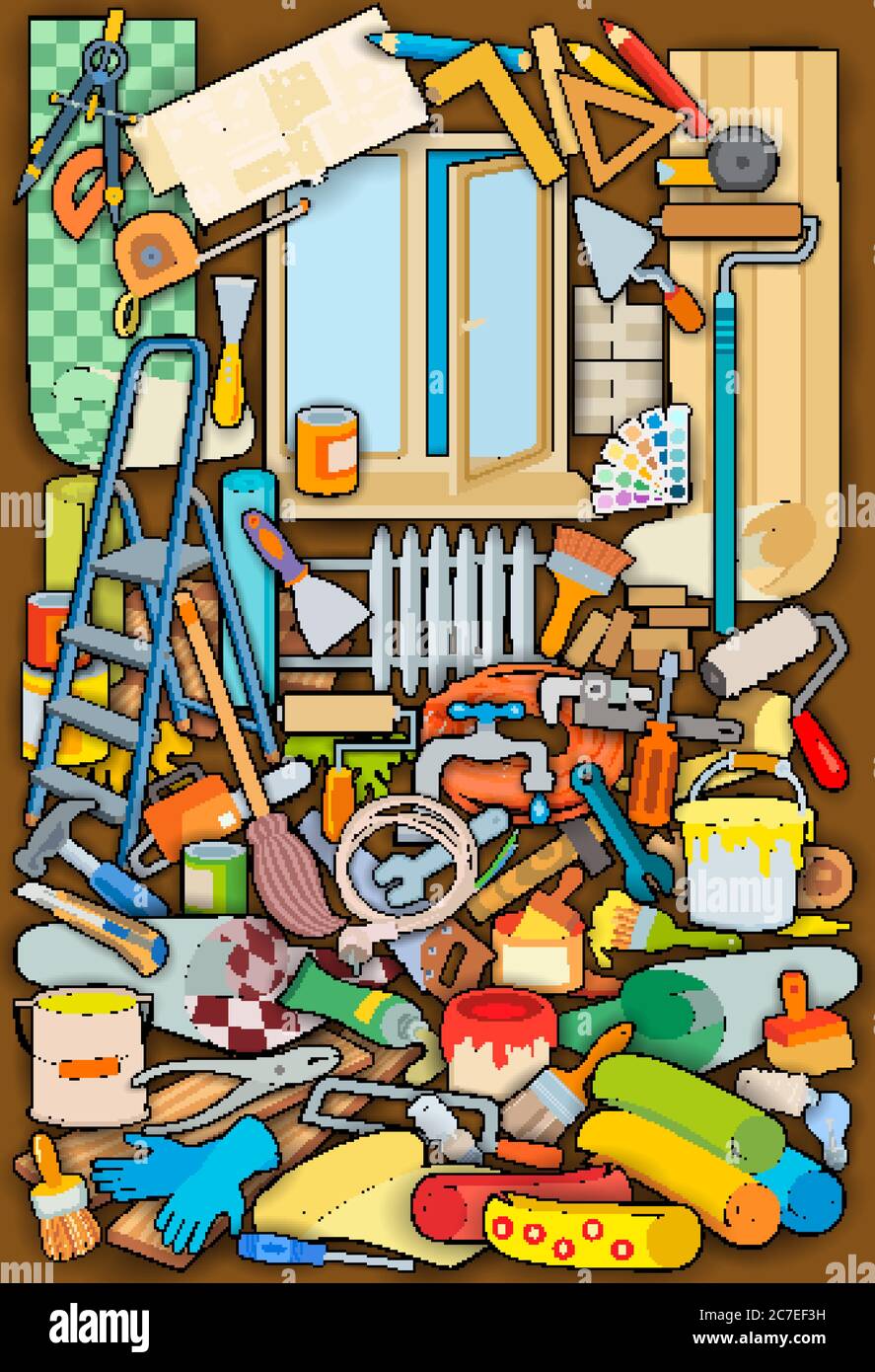 Cartoon doodle hand drawn home repair illustration Stock Vector Image ...