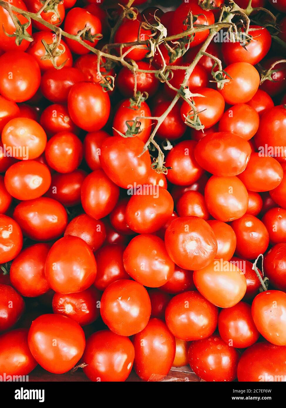 Vertical closeup shot of a lot of red tomatoes - perfect for an article ...