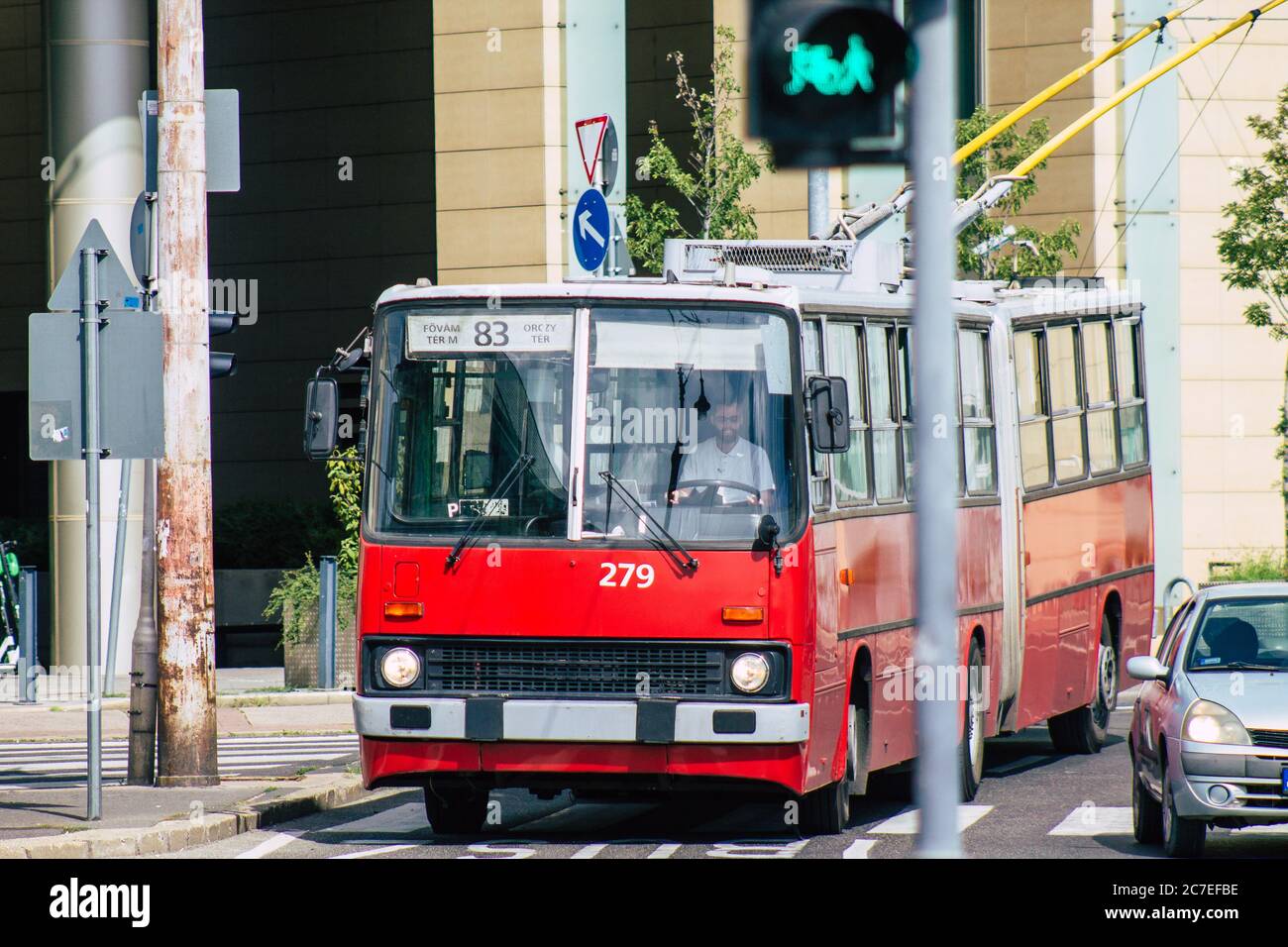 Budapest Hungary july 16, 2020 View of a traditional Hungarian red ...
