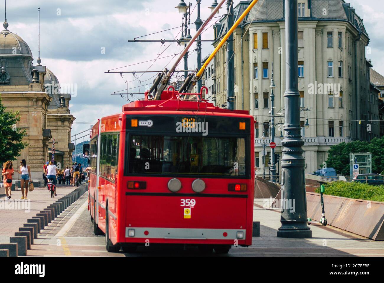Budapest Hungary july 16, 2020 View of a traditional Hungarian red ...