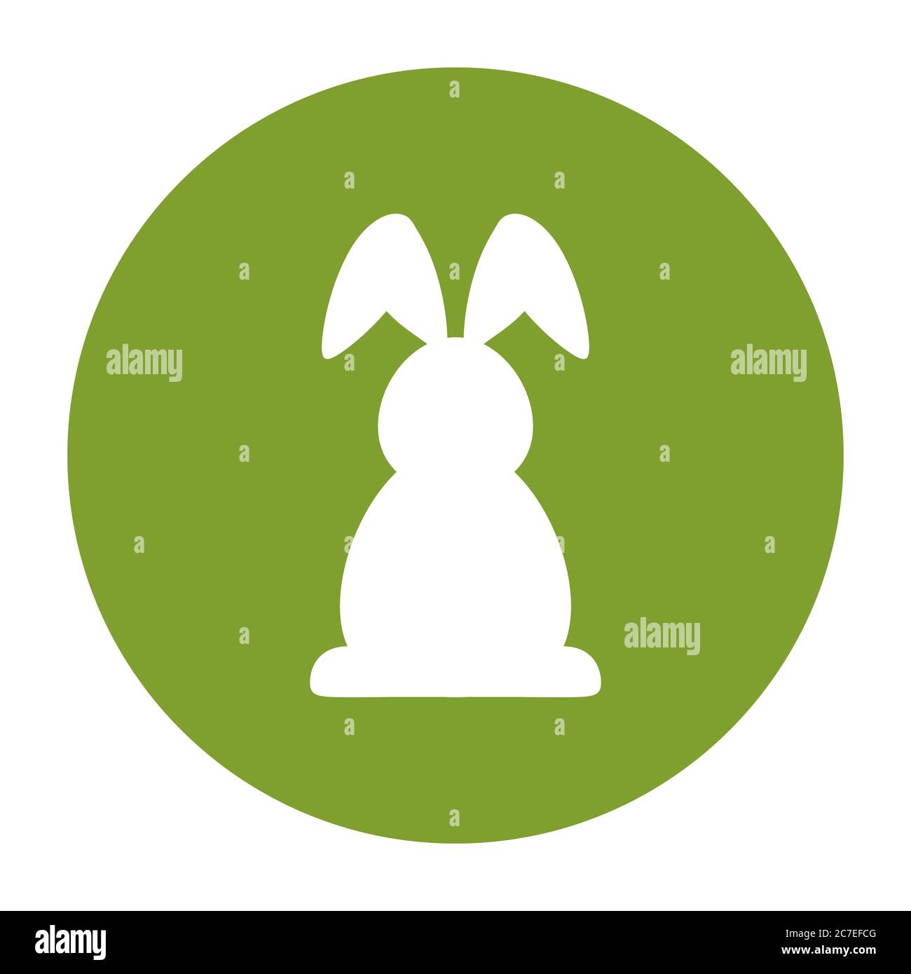 Vector icon with rabbit. White cute rabbit in green circle isolated on ...