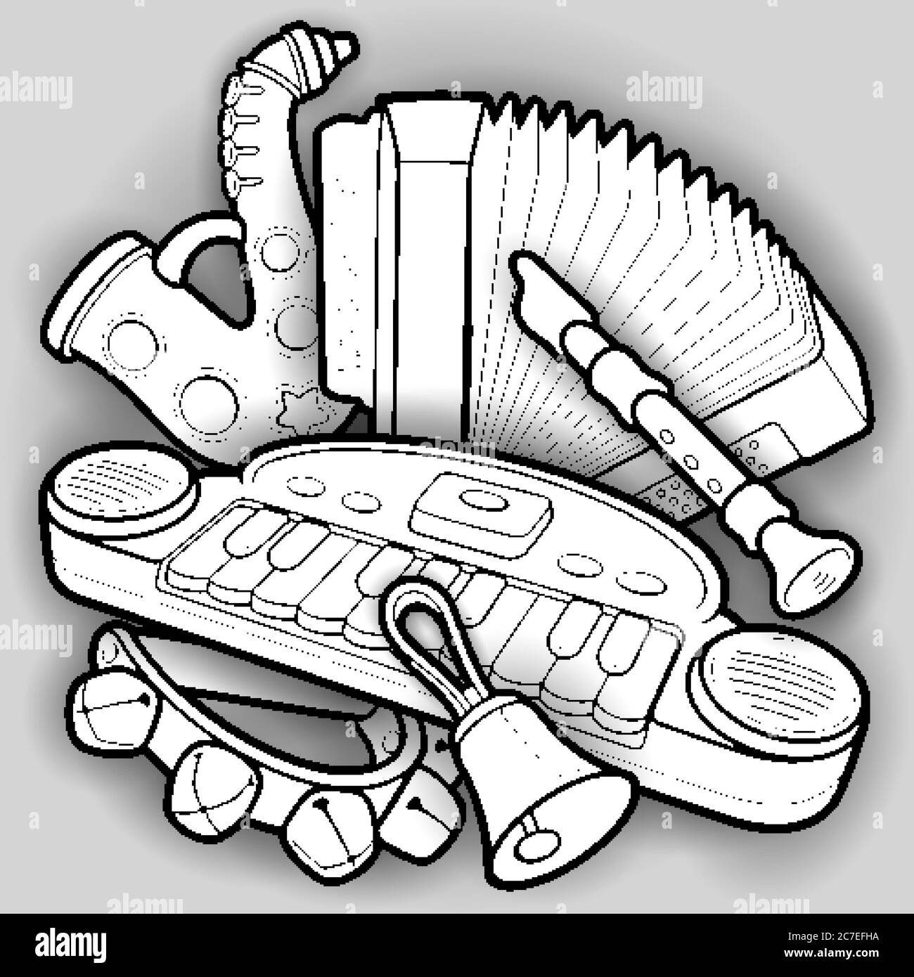 Cartoon kids cute doodles musical instruments Stock Vector Image & Art ...