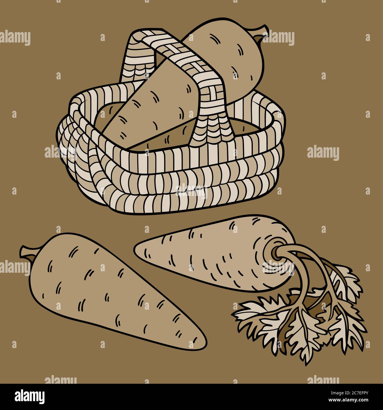 Carrots in basket. Cartoon vector illustration Stock Vector Image & Art ...