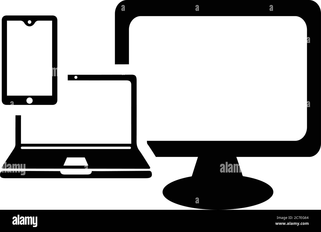 Computer, smart phone, device icon, vector graphics for various use ...