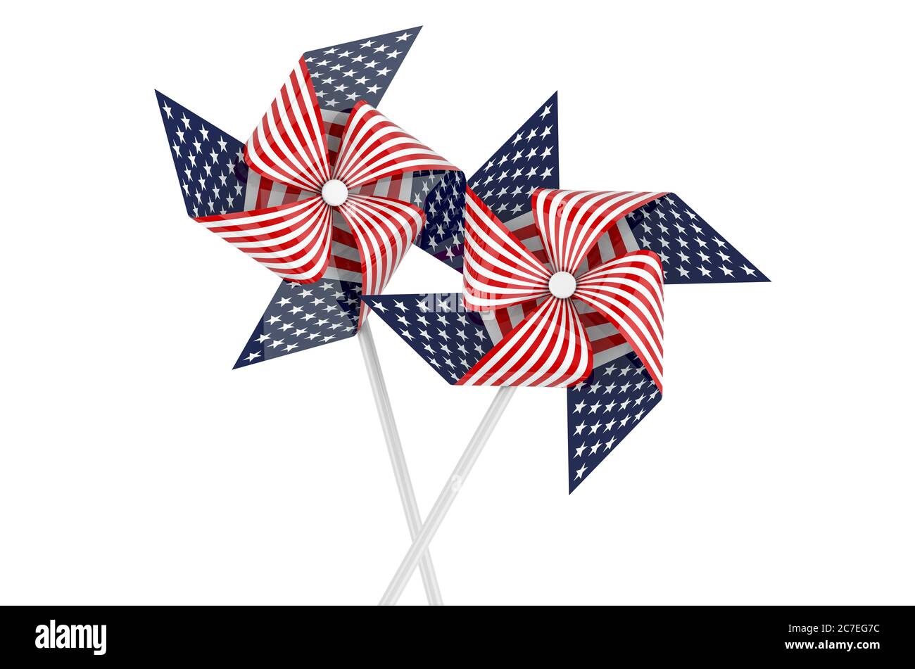 Pinwheel with American flag, 3D rendering isolated on white background ...